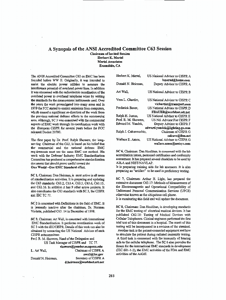 A Synopsis of the ANSI Accredited Committee C63 Session | IEEE ...