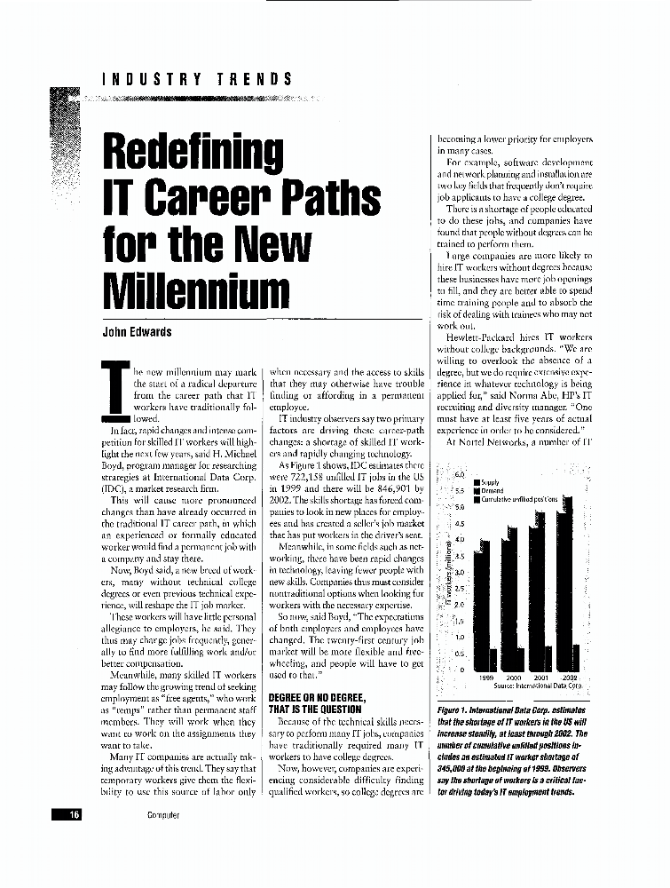 Redefining it career path for the new millennium | IEEE Journals ...