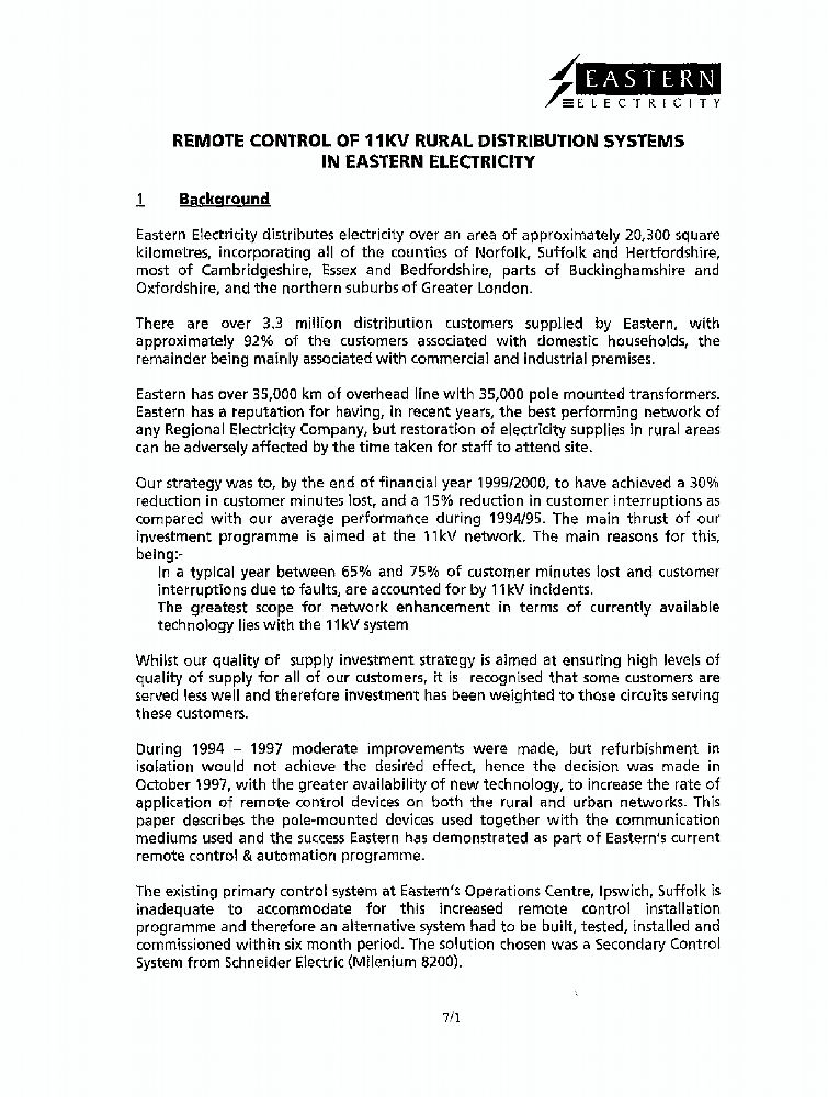 Remote control of 11kv rural distribution systems in eastern ...