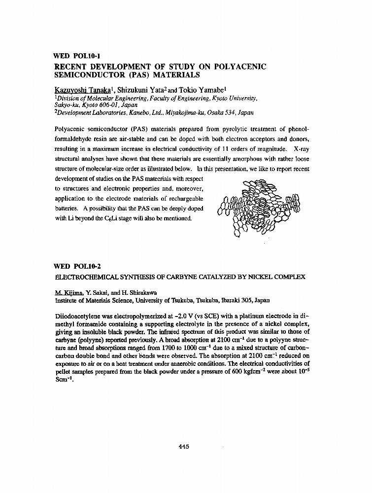 Recent development of study on polyacenic semiconductor (PAS) materials ...