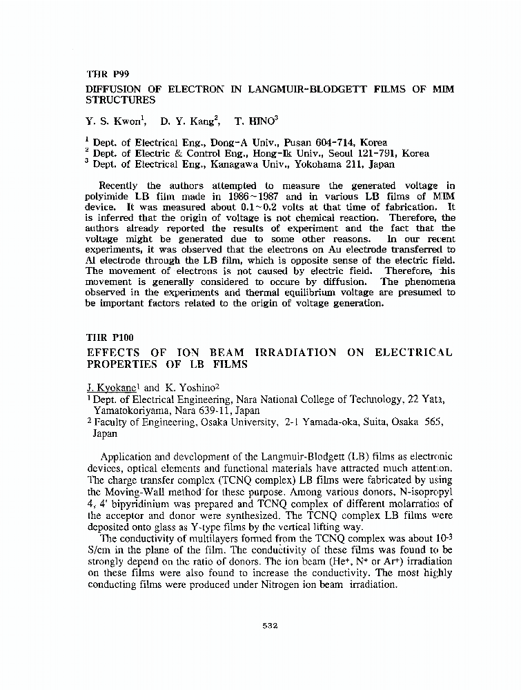 Effects of ton beam irradiation on electrical properties of LB films ...