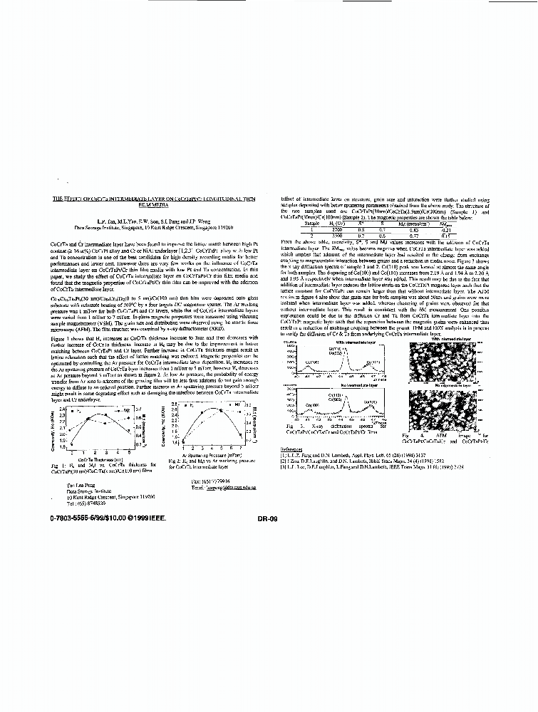 The effect of CoCrTa intermediate layer on CoCrTaPt/Cr longitudinal thin film media | IEEE ...