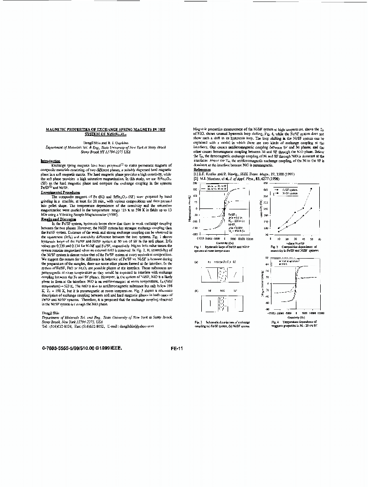 Magnetic properties of exchange spring magnets in the system of Ni/SrFe ...