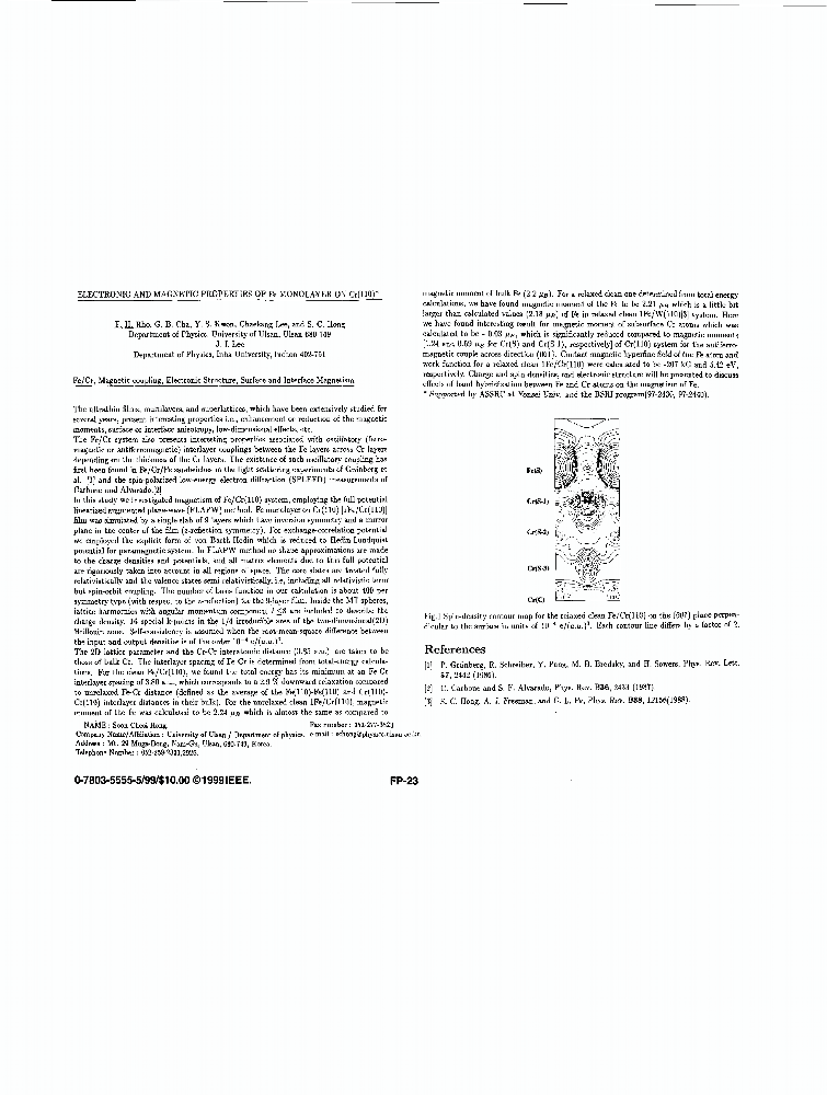 Electronic and magnetic properties of Fe monolayer on Cr[110] | IEEE ...