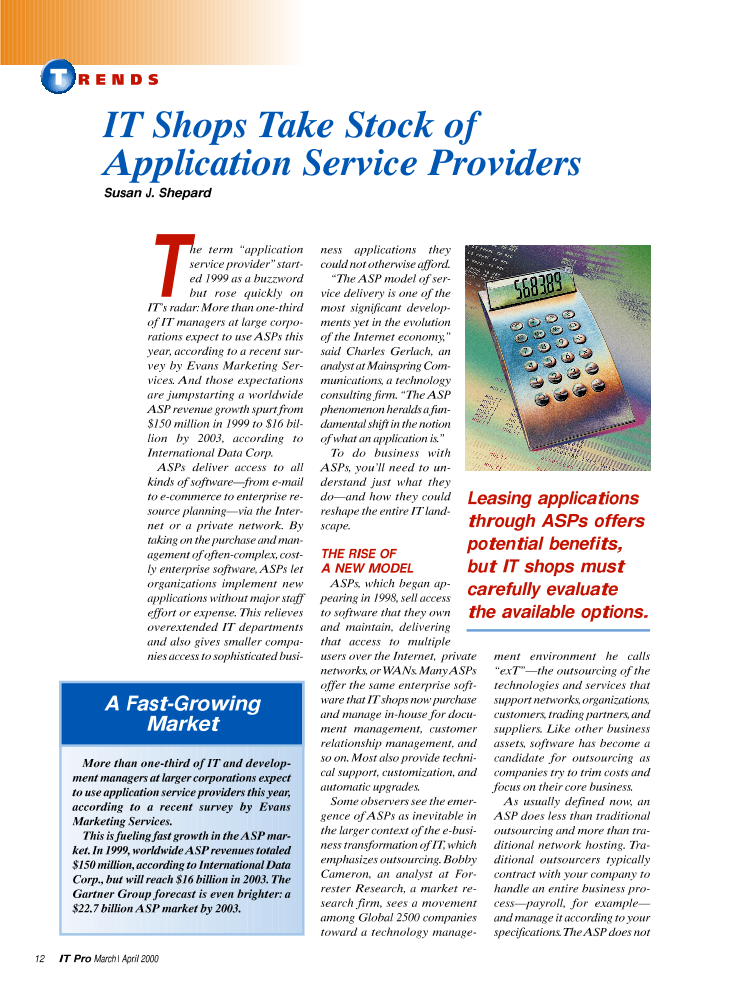 It shops take stock of application service providers | IEEE Journals ...