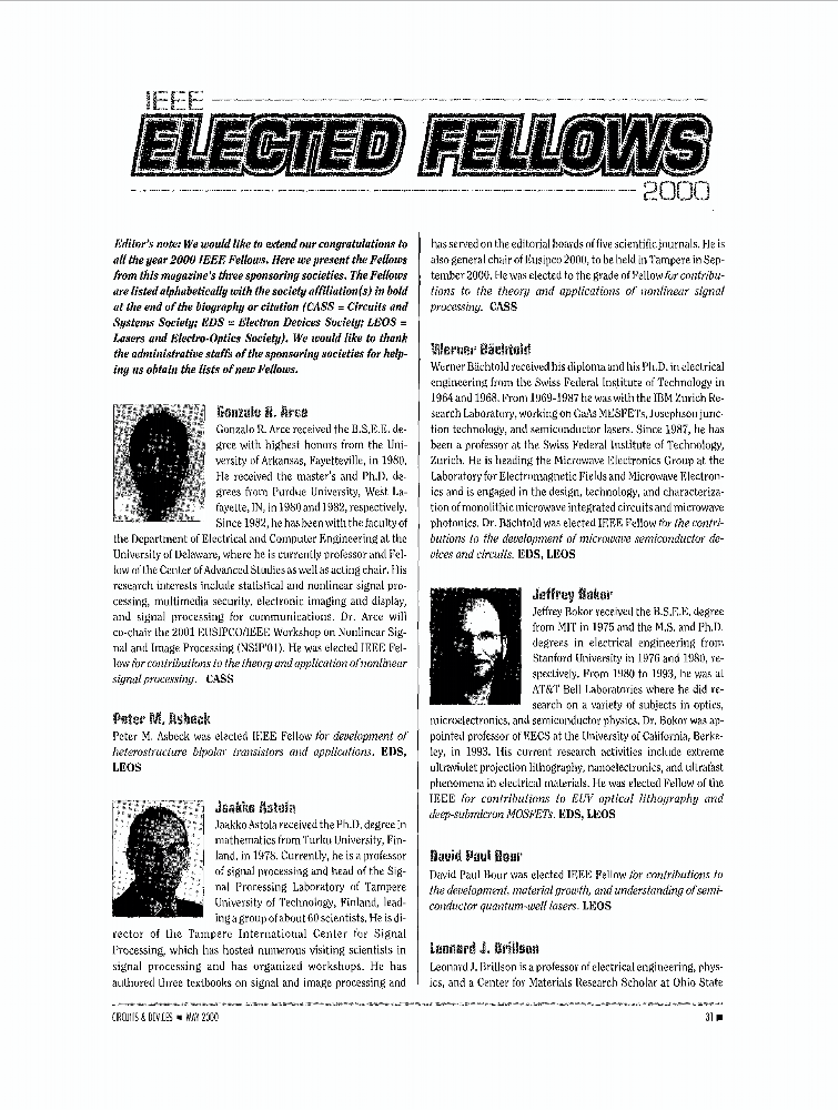 IEEE Elected Fellows 2000 | IEEE Journals & Magazine | IEEE Xplore