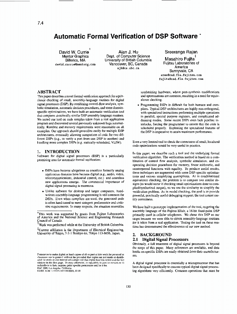 Automatic formal verification of dsp software | IEEE Conference Publication | IEEE Xplore