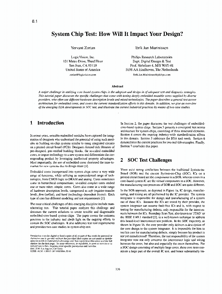 System chip test: how will it impact your design? | IEEE Conference ...
