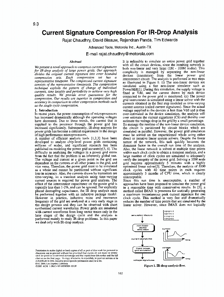 Current signature compression for IR-drop analysis | IEEE Conference ...