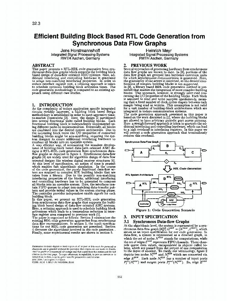 Efficient building block based RTL code generation from synchronous data f-low graphs | IEEE ...