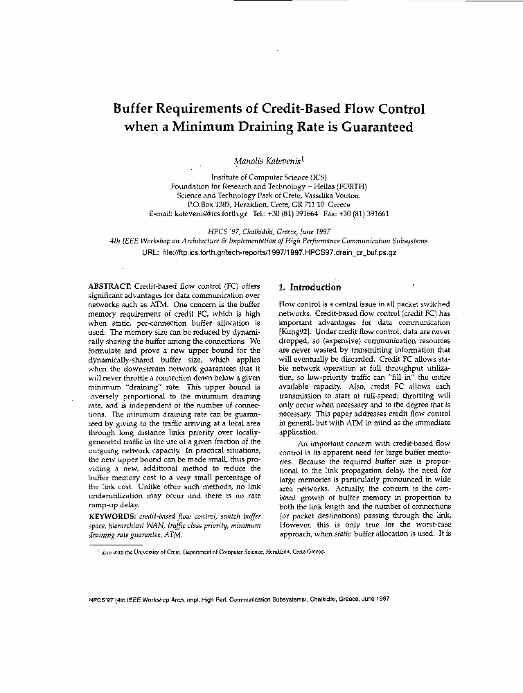Buffer requirements of credit-based flow control when a minimum ...