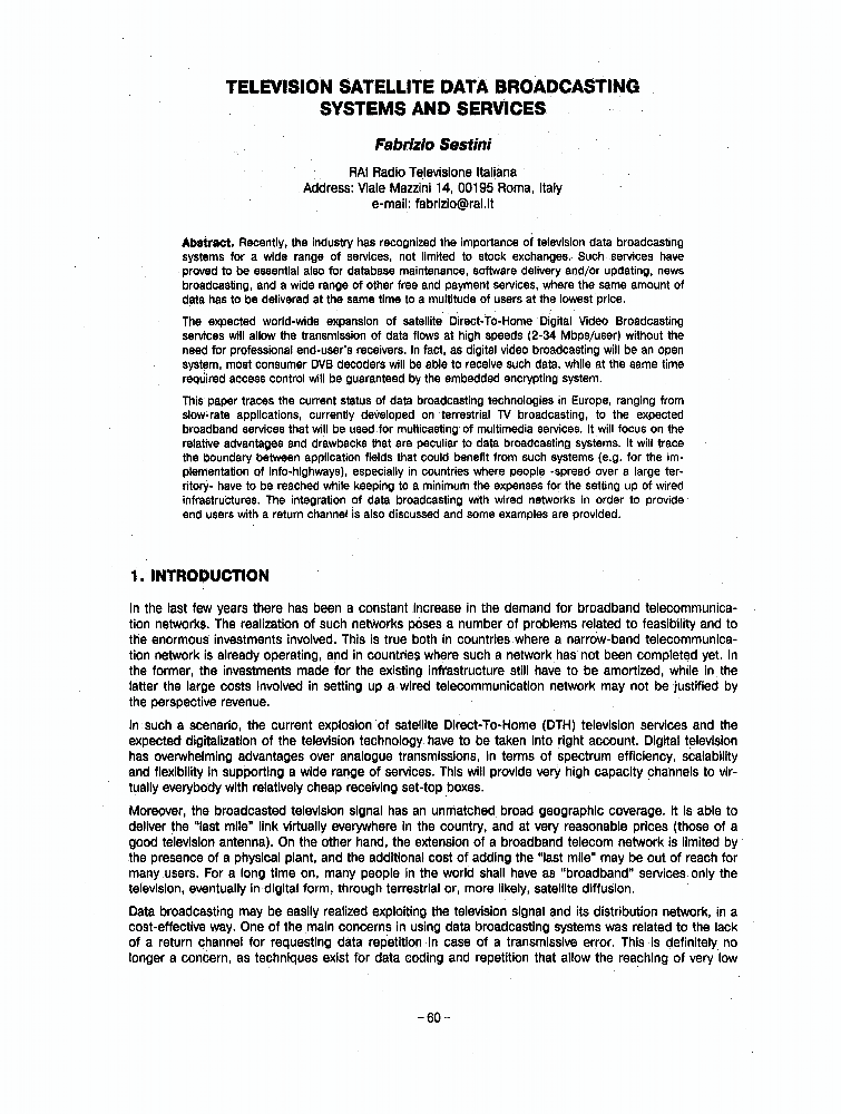 Television satellite data broadcasting systems and services | IEEE ...