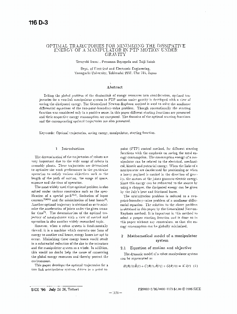 Optimal trajectories for minimizing the dissipative energy of a ...