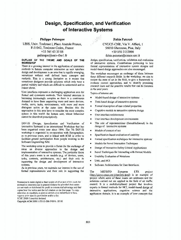 Design, specification, and verification of interactive systems | IEEE ...