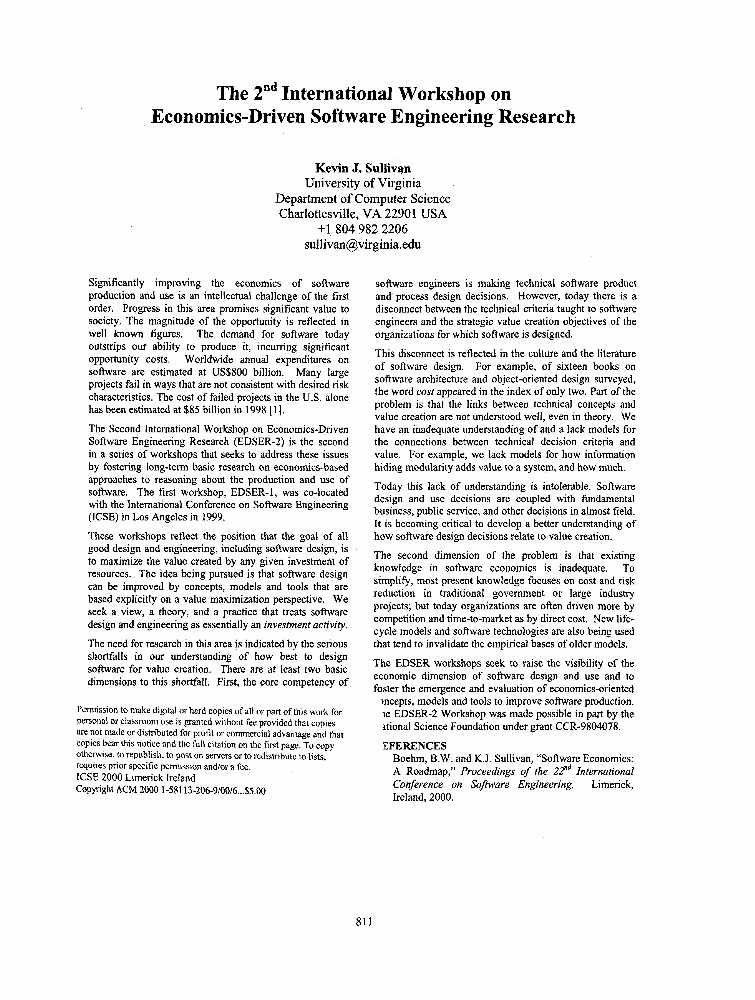 The 2nd International Workshop on Economics-Driven Software Engineering ...