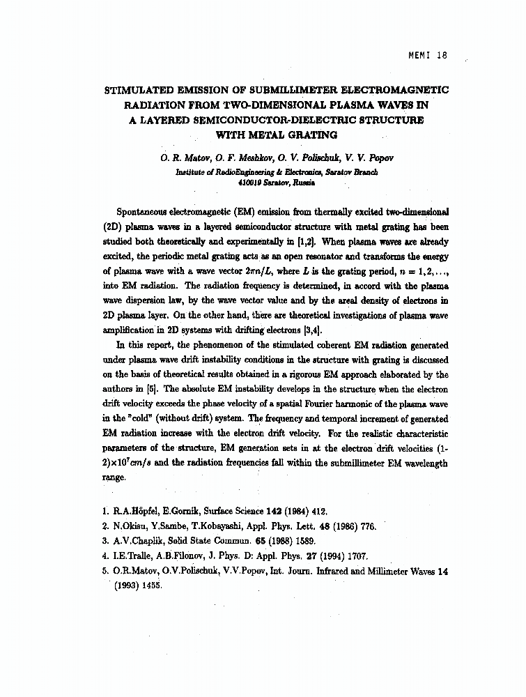 Stimulated emission of submillimeter electromagnetic radiation from two ...