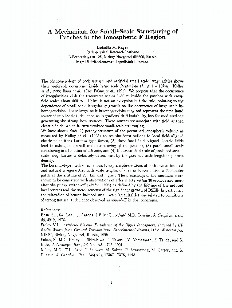A mechanism for small-scale structuring of patches in the ionospheric F ...
