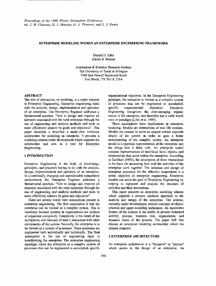 Enterprise modeling within an enterprise engineering framework | IEEE ...