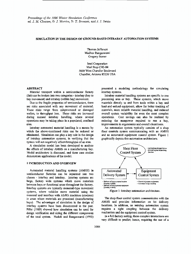 Simulation in the design of ground-based intrabay automation systems ...