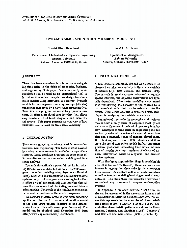 Dynamic simulation for time series modeling | IEEE Conference ...