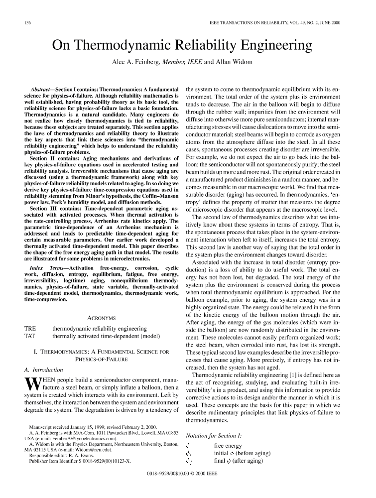 On thermodynamic reliability engineering | IEEE Journals & Magazine ...