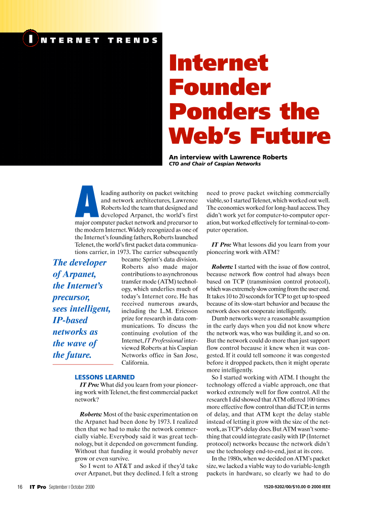 Internet founder ponders the web's future | IEEE Journals & Magazine ...