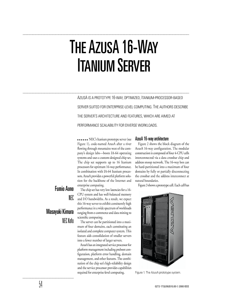 The AzusA 16-way itanium server | IEEE Journals & Magazine | IEEE Xplore