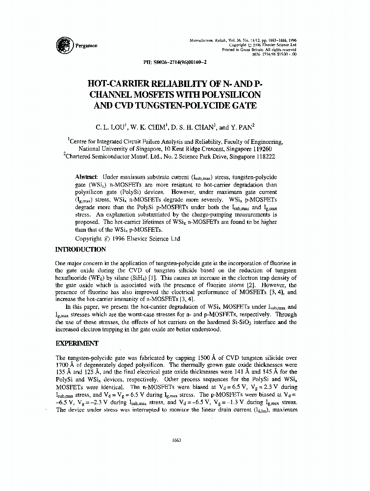 Hot-carrier reliability of n- and p- channel MOSFETS with polysilicon ...