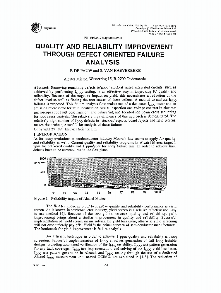Quality and reliability improvement through defect oriented failure ...