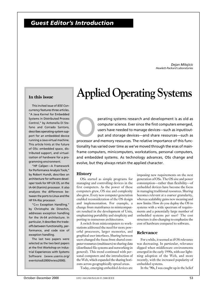 Applied operating systems | IEEE Journals & Magazine | IEEE Xplore
