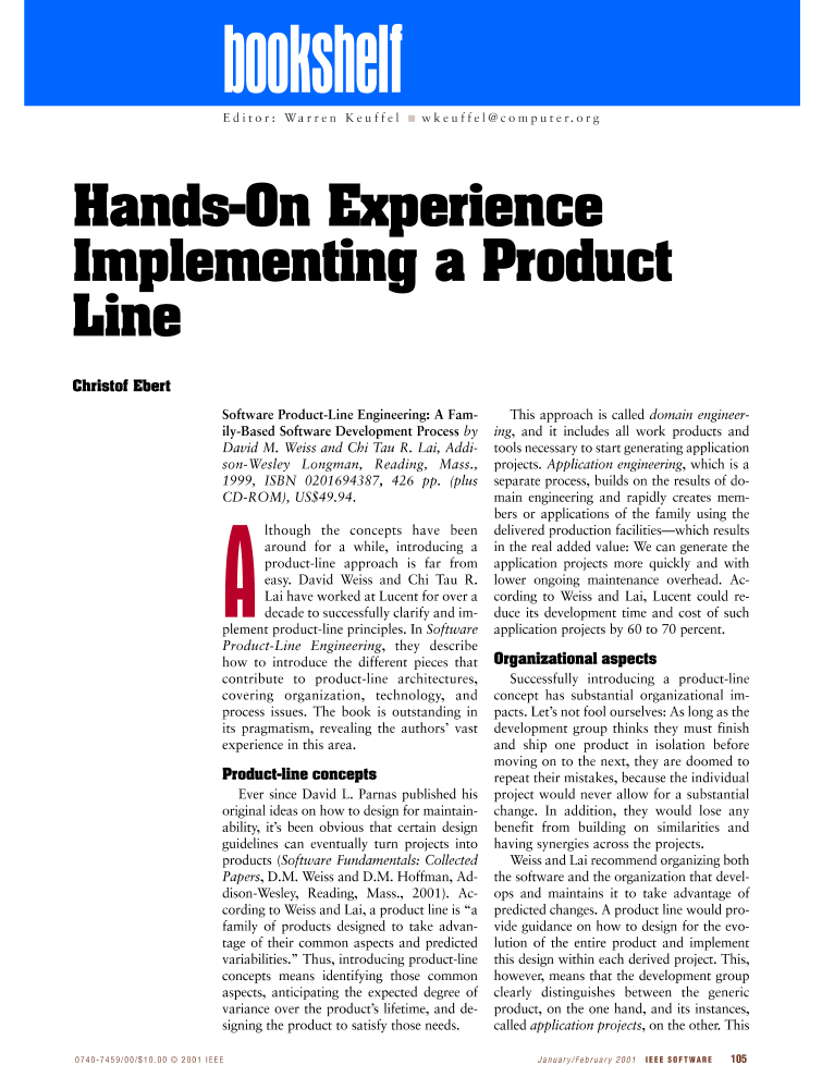 Hands-on experience implementing a product line - Software Product-Line ...