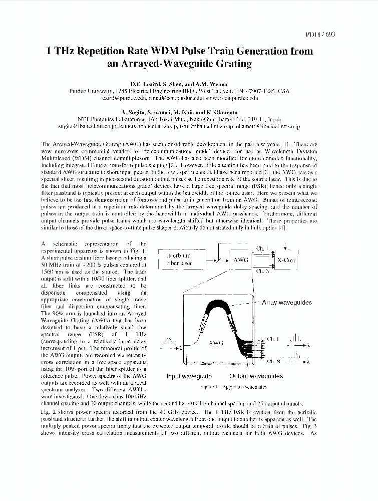 1 THz repetition rate WDM pulse train generation from an arrayed ...