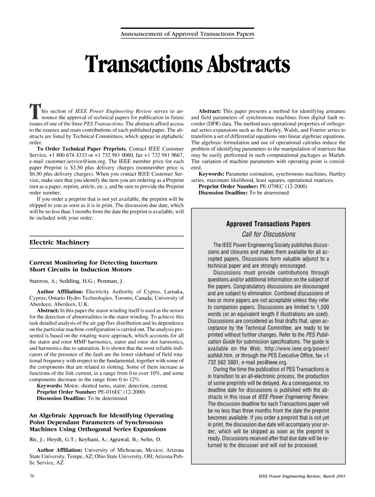 Transactions abstracts | IEEE Journals & Magazine | IEEE Xplore