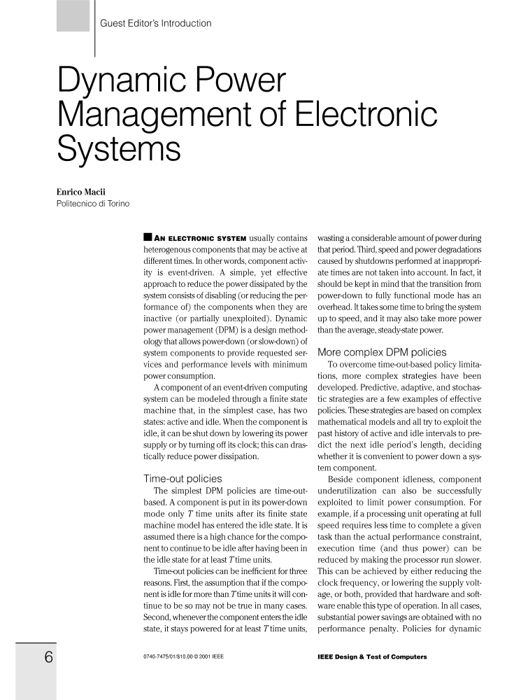Dynamic power management of electronic systems | IEEE Journals ...