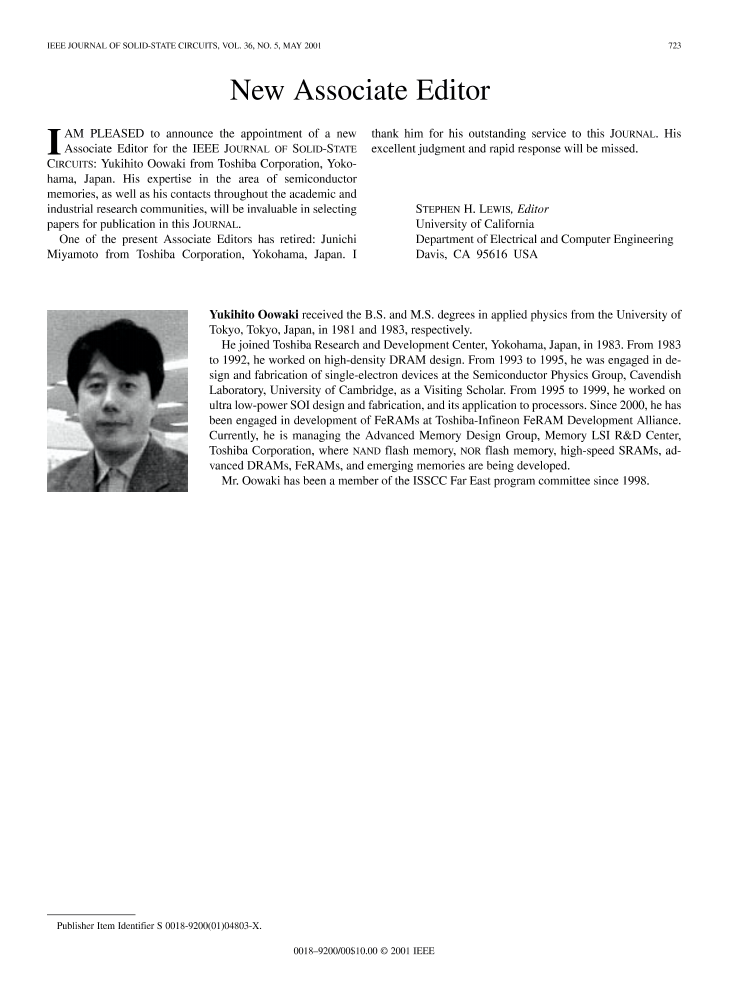 New associate editor | IEEE Journals & Magazine | IEEE Xplore