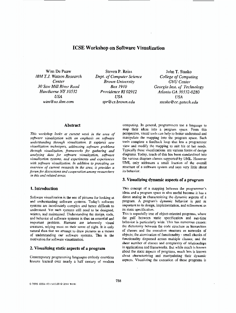 ICSE workshop on software visualization | IEEE Conference Publication ...