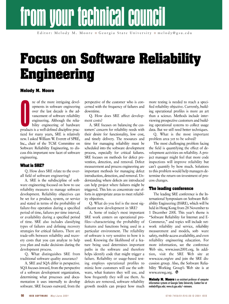 Focus on software reliability engineering | IEEE Journals & Magazine ...