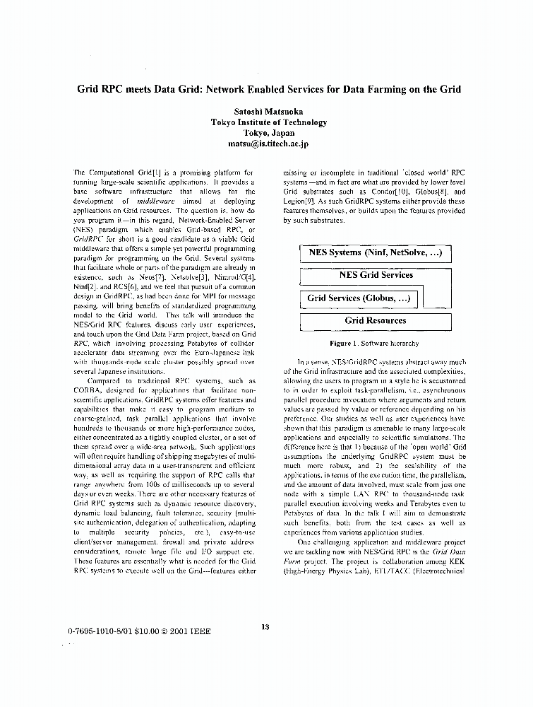 Grid RPC meets data grid: network enabled services for data farming on ...