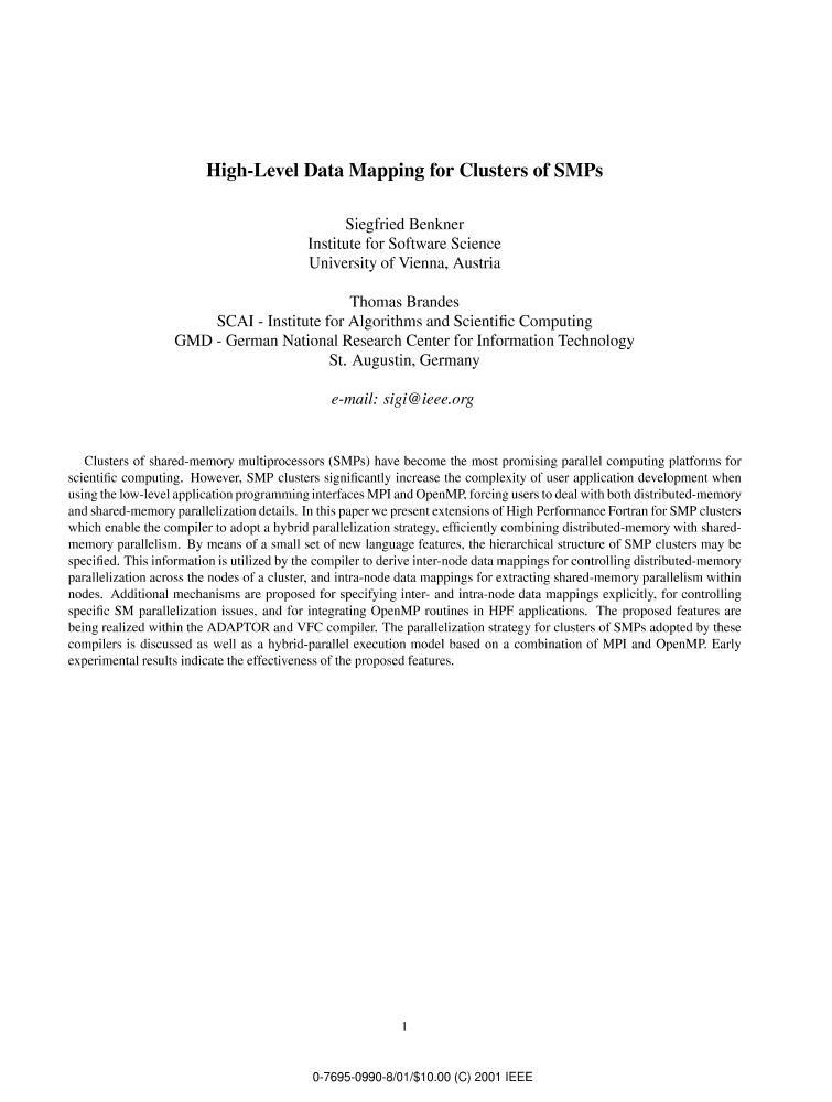 High-level data mapping for clusters of SMPs | IEEE Conference ...