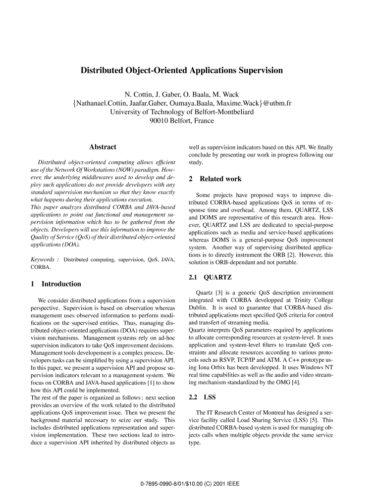 Distributed object-oriented applications supervision | IEEE Conference Publication | IEEE Xplore