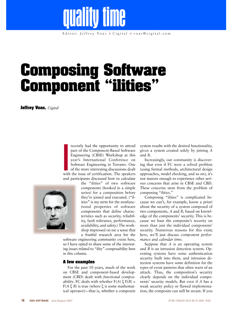 Composing software component "ilities" | IEEE Journals & Magazine ...