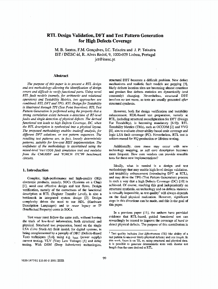 Rtl Design Validation Dft And Test Pattern Generation For High Defects Coverage Ieee
