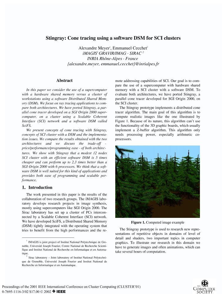 Stingray: cone tracing using a software DSM for SCI clusters | IEEE Conference Publication ...