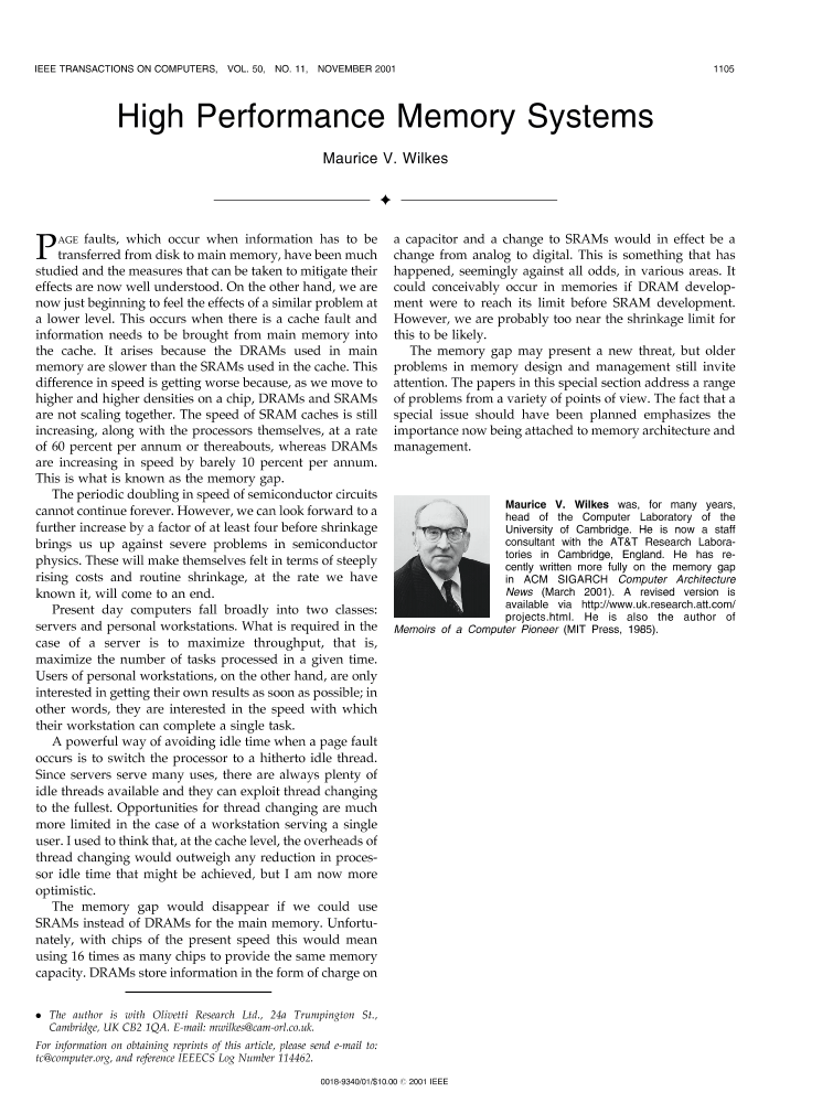 High performance memory systems | IEEE Journals & Magazine | IEEE Xplore