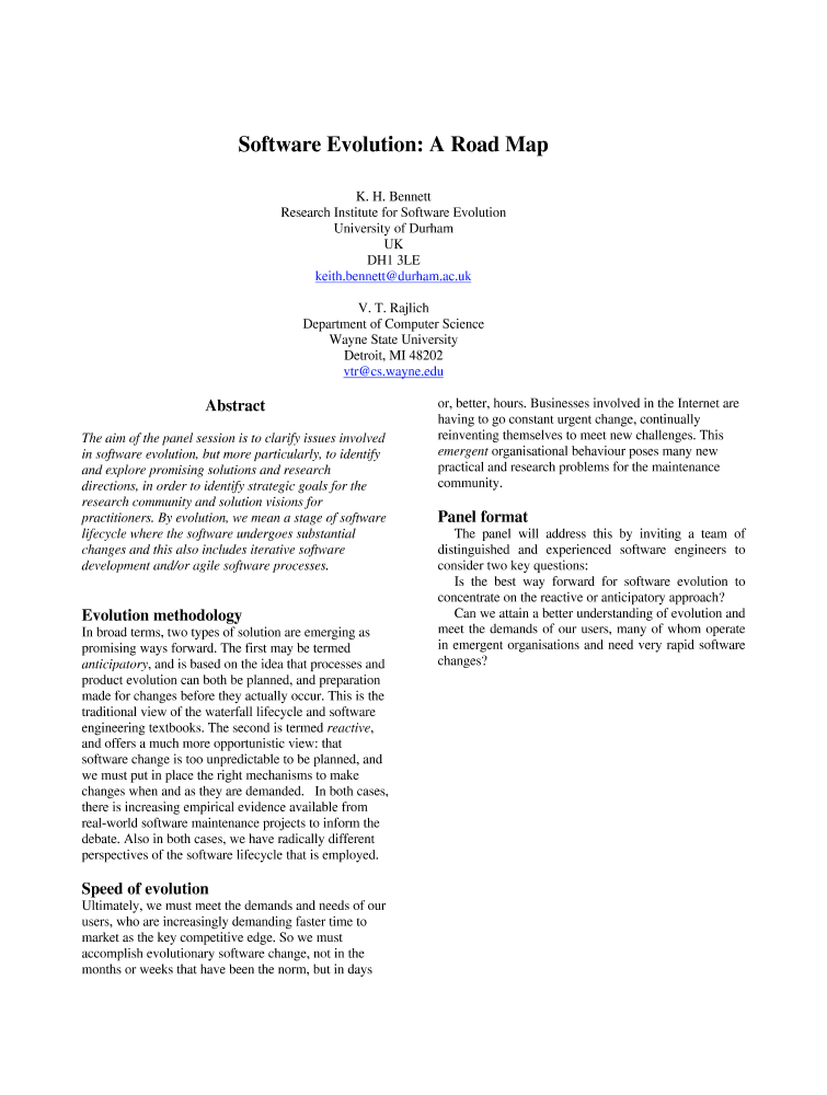 Software evolution: a road map | IEEE Conference Publication | IEEE Xplore