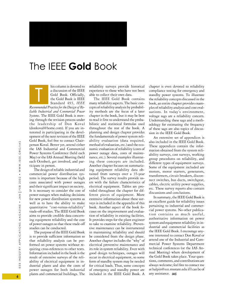 The IEEE gold book [Book Review] | IEEE Journals & Magazine | IEEE Xplore