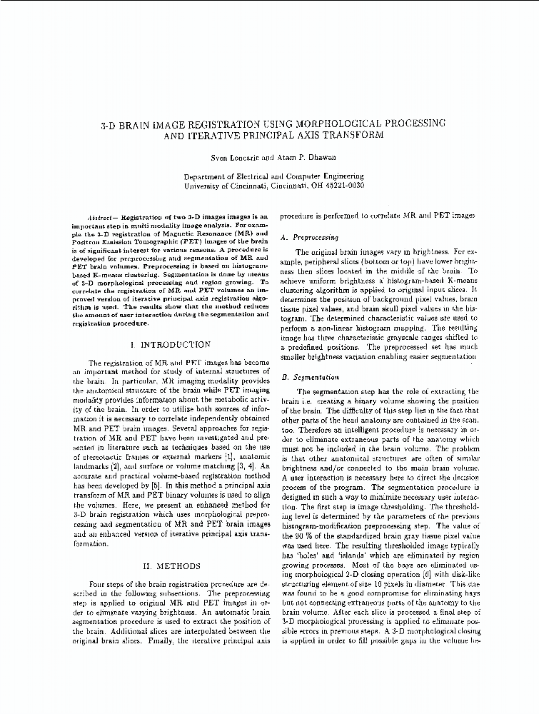 3-D brain image registration using morphological progressing and iterative principal axis ...