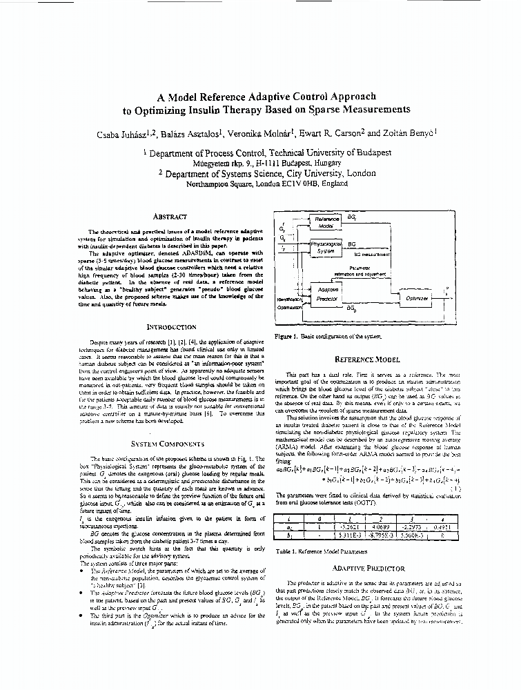 A Model Reference Adaptive Control Approach To Optimizing Insulin Therapy Based On Sparse