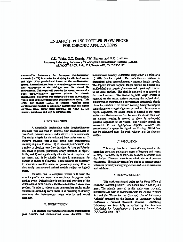 Enhanced pulse doppler flow probe for chronic applications | IEEE Conference Publication | IEEE ...