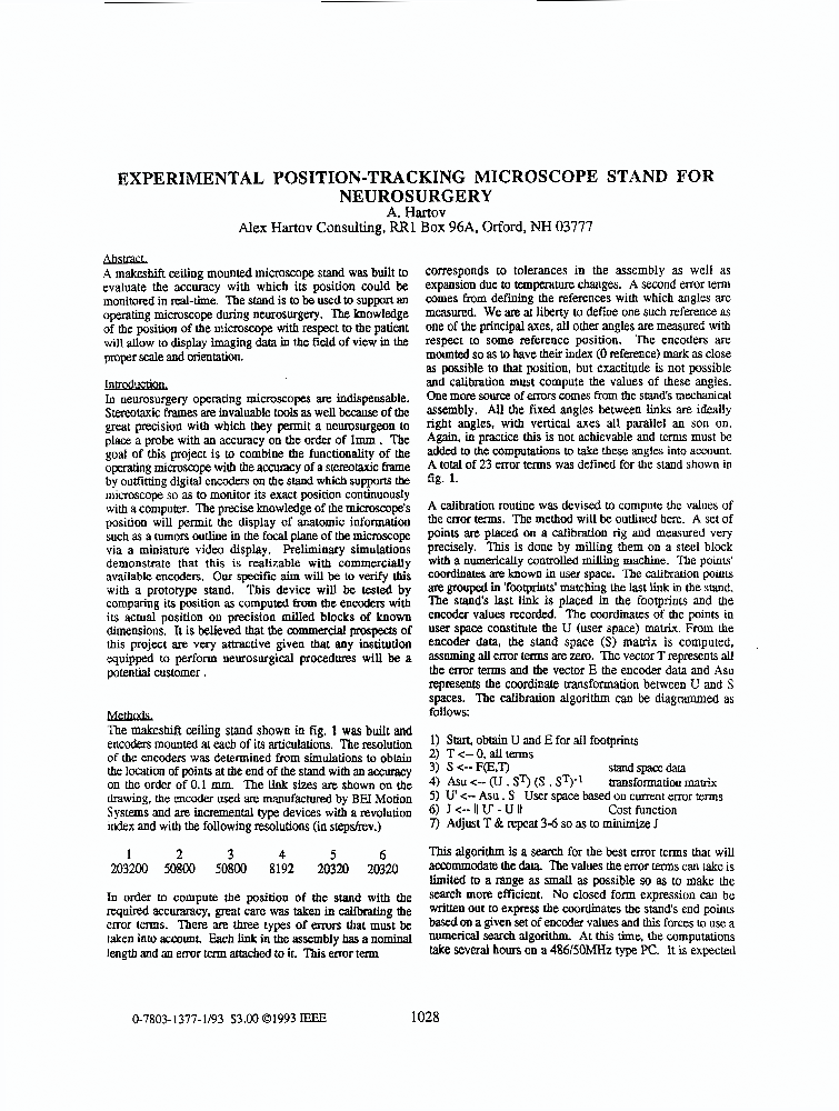 Experimental position-tracking microscope stand for neurosurgery | IEEE ...